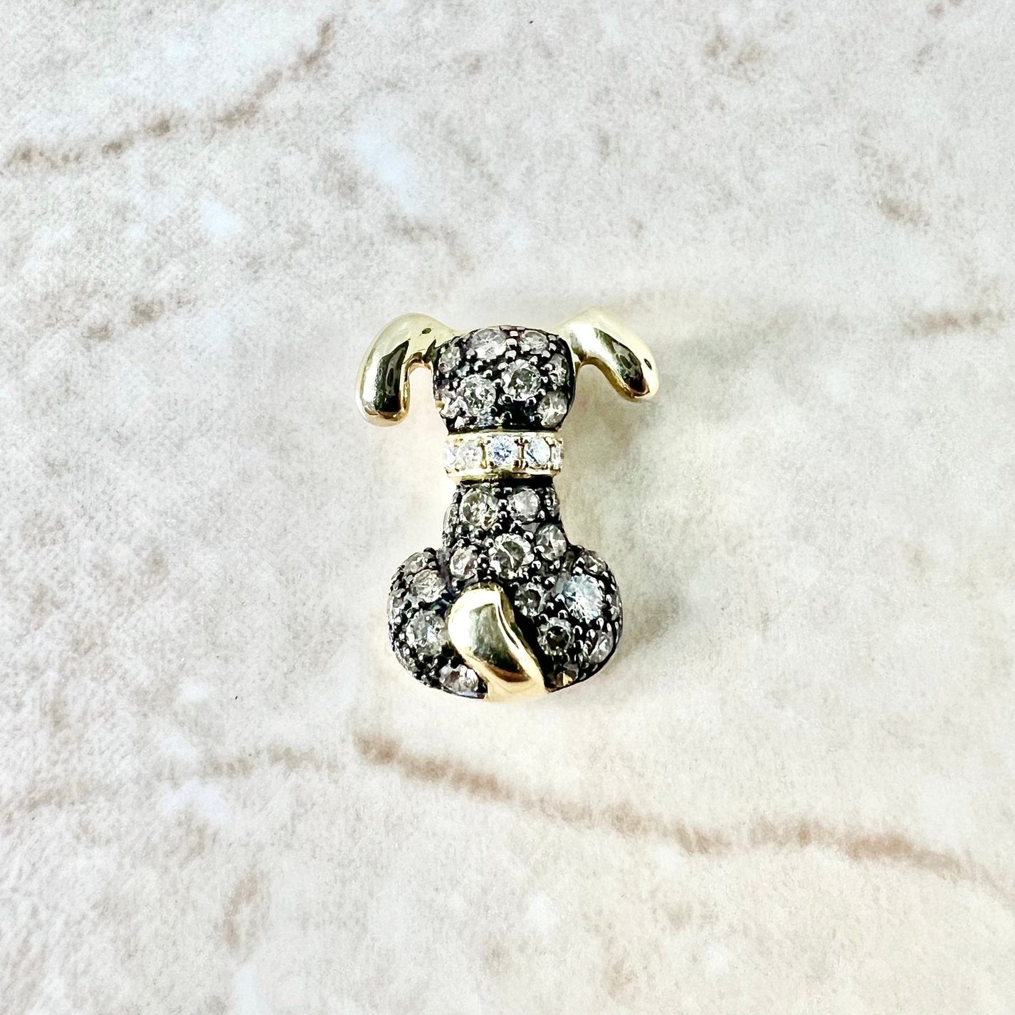 EFFY 14 Karat Yellow Gold & Black Rhodium 1/3 Carat Diamond Dog Pendant ...